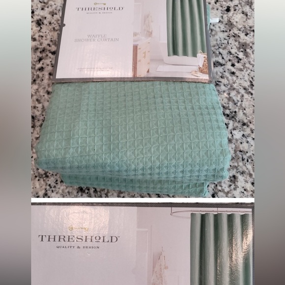 Threshold | Bath | Threshold Surf Green Waffle Shower Curtain Nwt ...